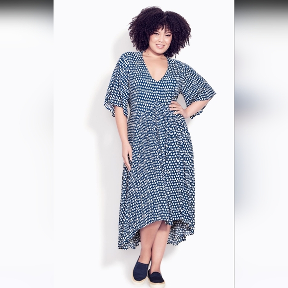 Evans | Dresses | Evans Blue Spot Print Polka Dot 2w Midi Dress Aa451 ...